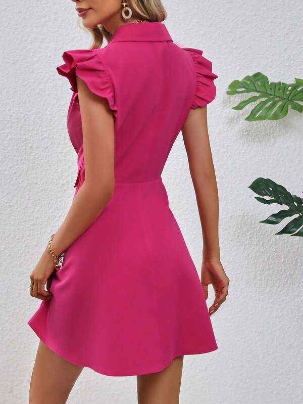 Rochie Scurta Emiliana Roz - Iuliashop