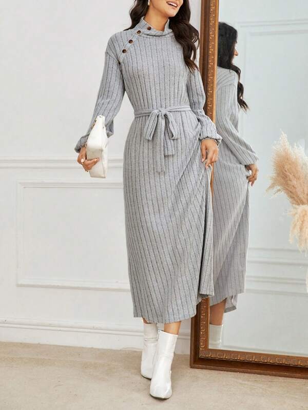 Rochie Lunga Cathina Gri - Iuliashop