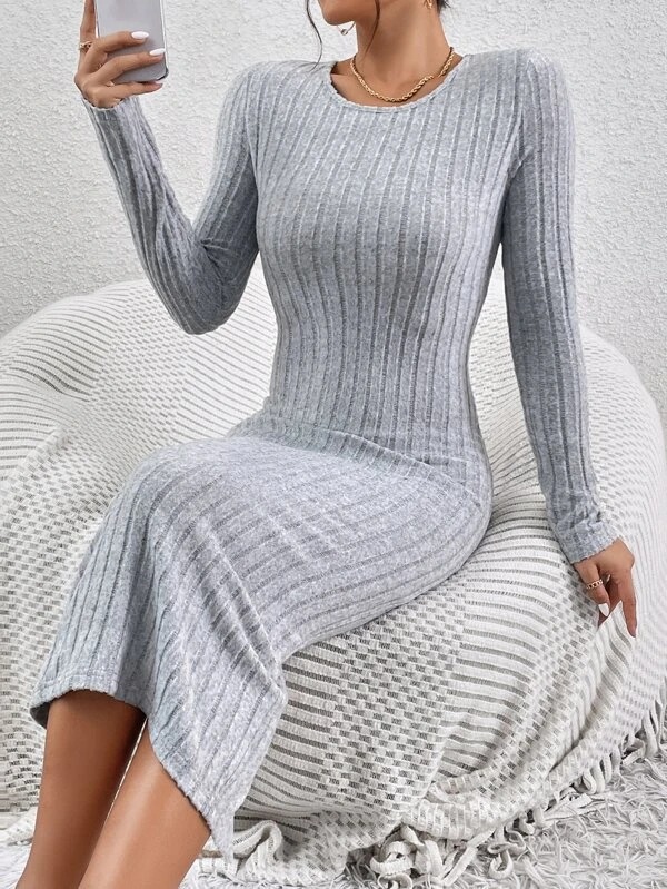 Rochie Lunga Dorris Gri - Iuliashop