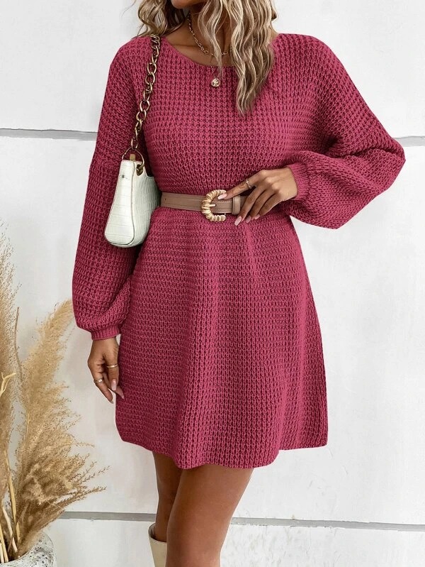 Rochie Scurta Tricotata Cecilia Roz Inchis - Iuliashop