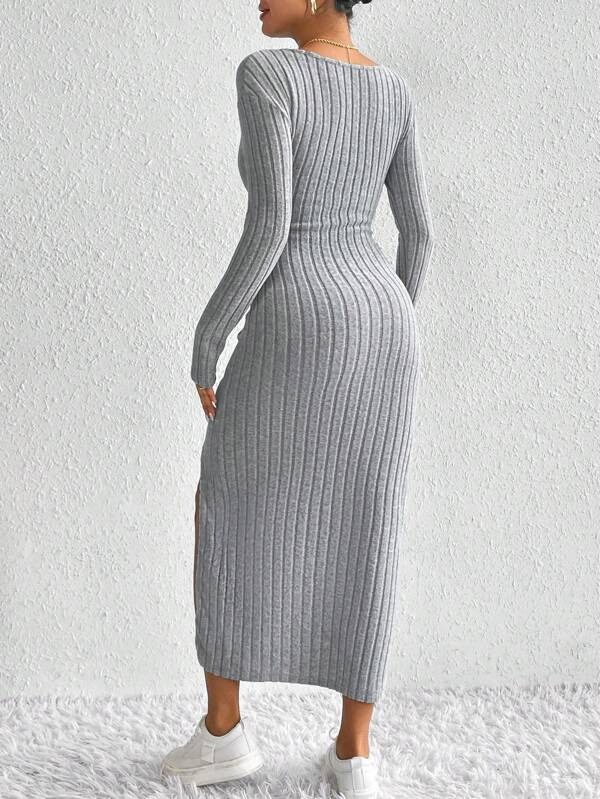 Rochie Lunga Aldina Gri - Iuliashop