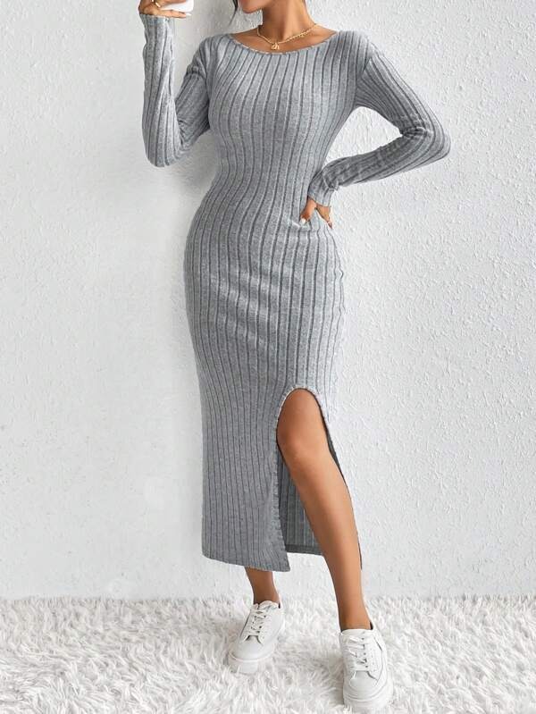 Rochie Lunga Aldina Gri - Iuliashop
