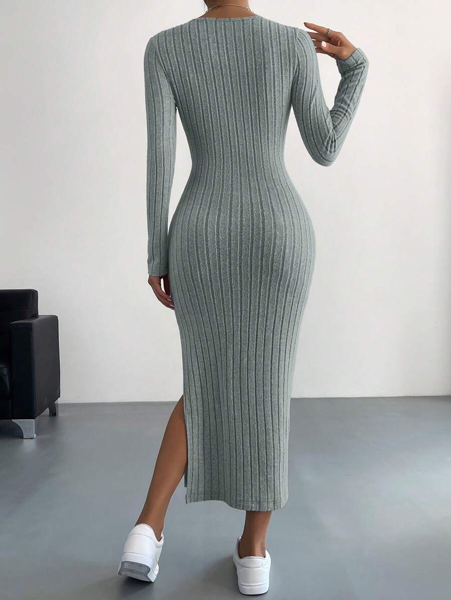Rochie Lunga Arcella Gri - Iuliashop