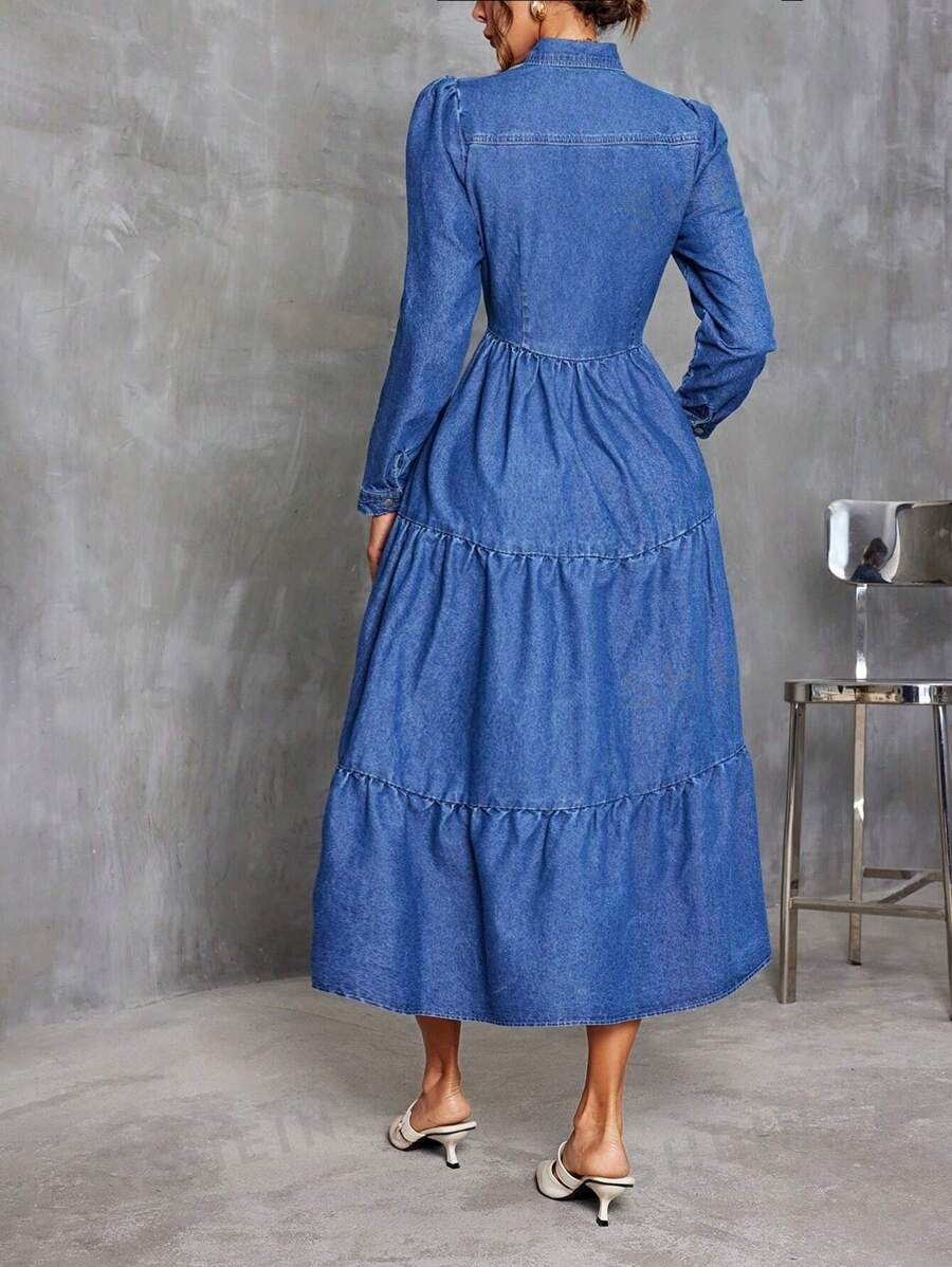 Rochie Lunga Eleanor Din Denim - Iuliashop