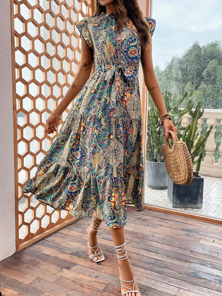 Rochie Midi Danette Cu Model Floral Multicolor - Iuliashop