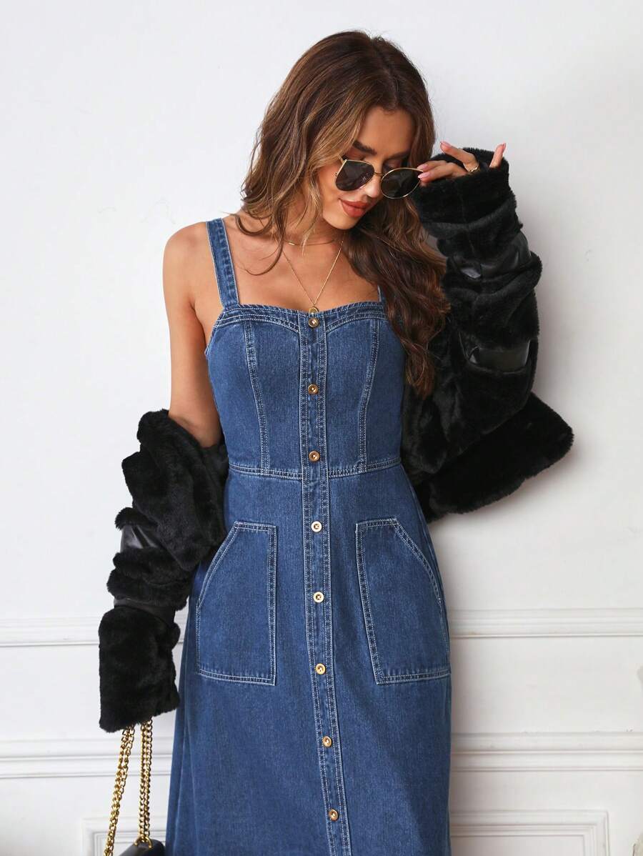 Rochie Lunga Robina Din Denim - Iuliashop