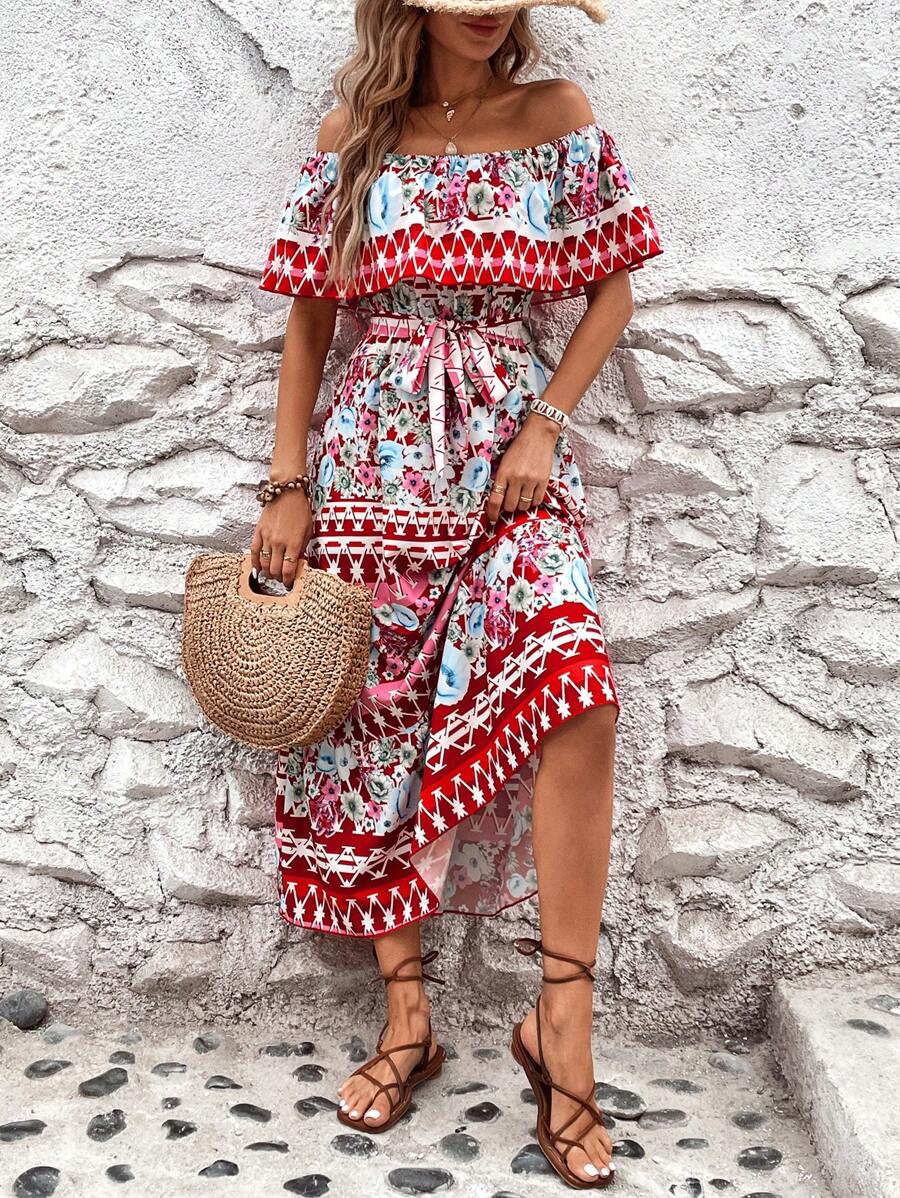 Rochie Lunga Carina Rosie Cu Model Floral Multicolor - Iuliashop