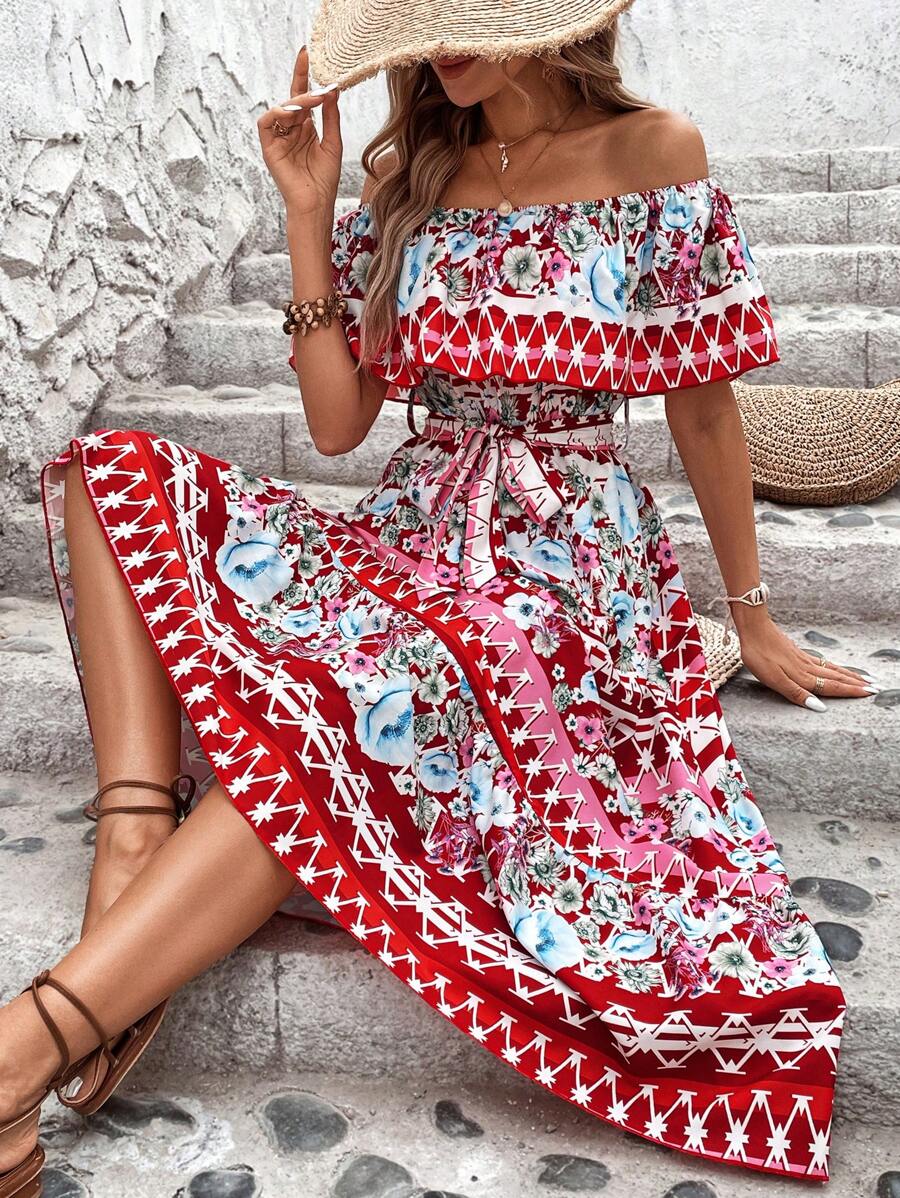 Rochie Lunga Carina Rosie Cu Model Floral Multicolor - Iuliashop