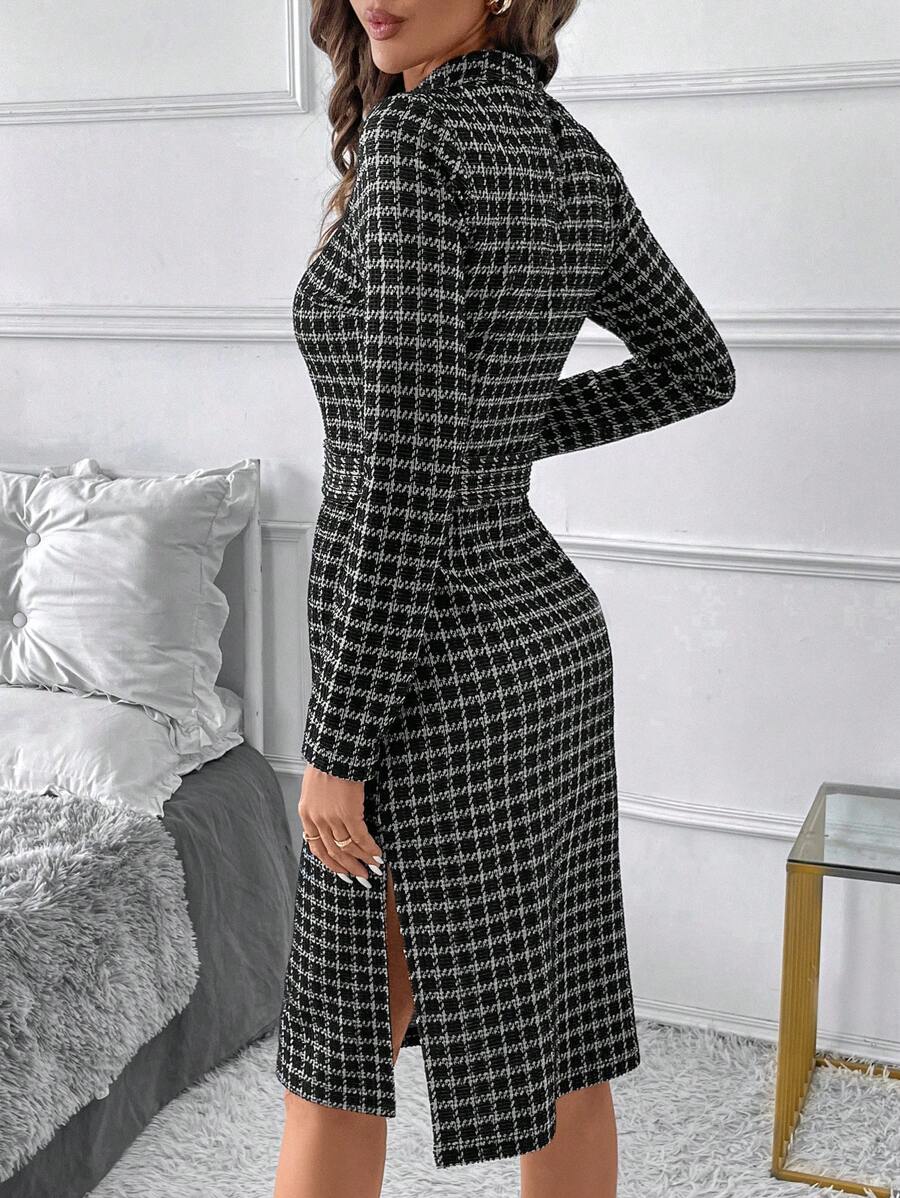 Rochie Midi Elida Neagra cu Model Alb - Iuliashop